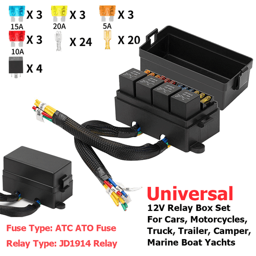 12 Way Relay Fuse Box Block Holder 5 Pin 40A Relay Box For Car Yacht ...