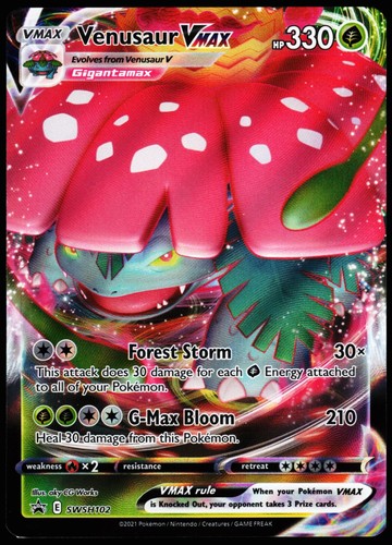 Venusaur Vmax SWSH102 Full Art Promo Rare Pokemon Card Regular Size NM ...