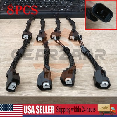 8PCS EV6 FEMALE TO DELPHI MALE FUEL INJECTOR CONNECTOR ADAPTER FOR GM ...