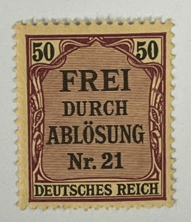 Germany Deutsches Reich In Prussia 50pf Stamp Frei Durch Nr 21 (Mint H ...