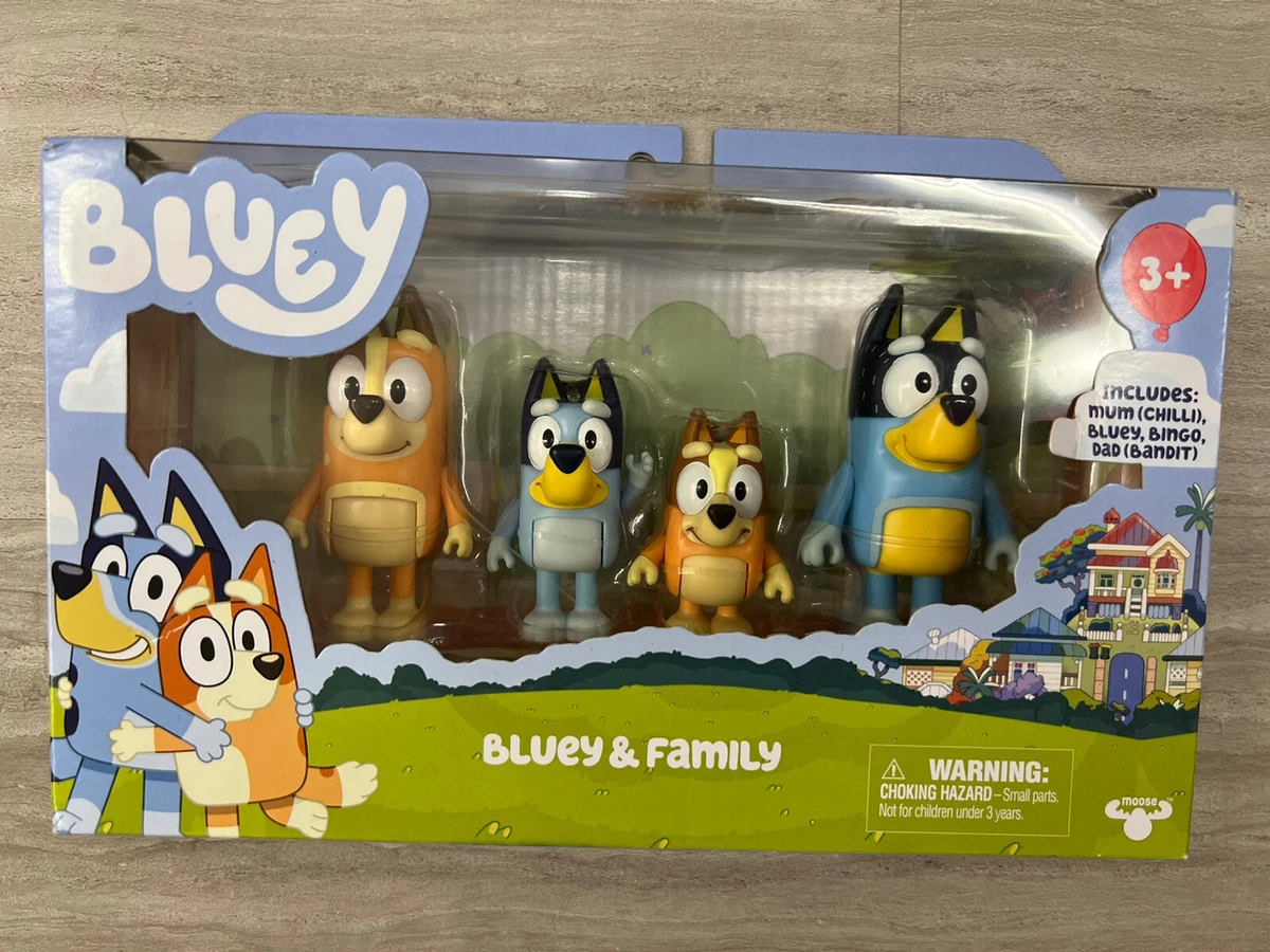 Bluey and Family Figure 4-Pack, mum (Chilli), Bluey, Bingo, Dad