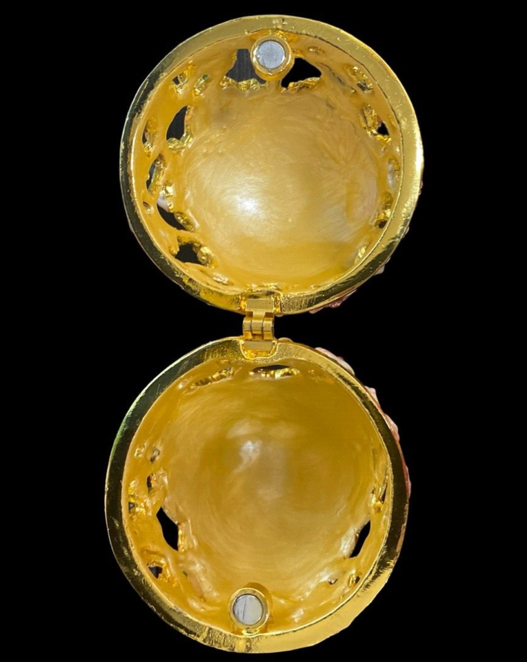 vintage Decorative Red Trinket Box With Enamelled Flowers Faux Gems | eBay