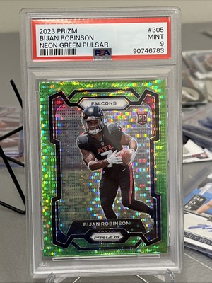 2023 Prizm Football Bijan Robinson Neon Green Pulsar SP PSA 9 MINT #305 ...