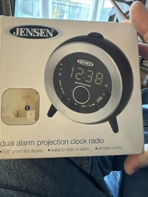 Jensen LED Projector Alarm Clock AM FM Radio JCR-225 - Gray | eBay