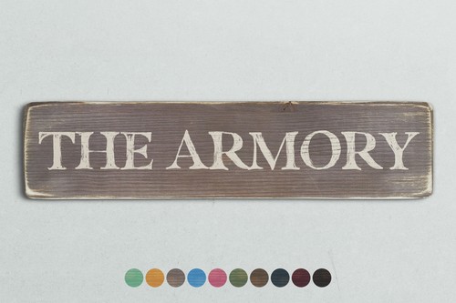 THE ARMORY Vintage Style Wooden Sign. Shabby Chic Retro Home Gift | eBay