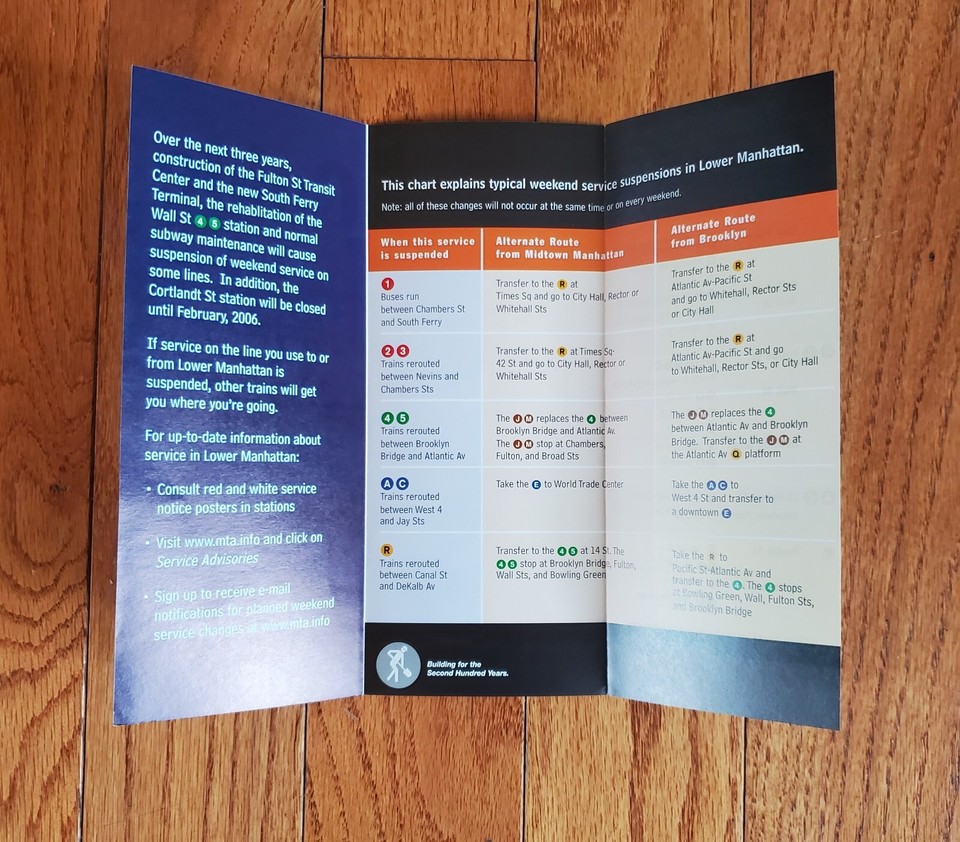 2005 NYC SUBWAY MTA NYCTA GUIDE WEEKEND TRAVEL CONSTRUCTION MANHATTAN ...