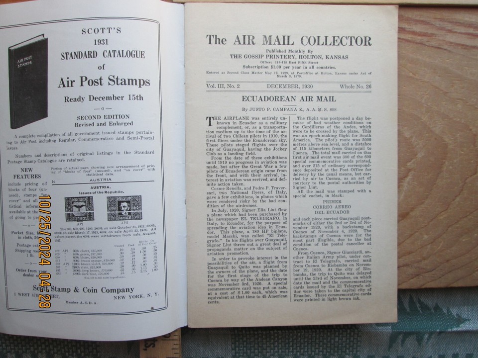 the air mail collector magazine stamps and FLOWN covers dec 1930 | eBay