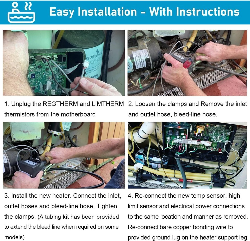 No-Fault Spa Heater for 1995+ Hot Spring/Watkins - 6kW Titanium w ...