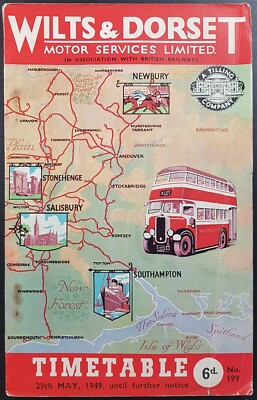 Original Wilts & Dorset Bus Timetable, 29-5-1949 No 199, Inc Map | eBay UK