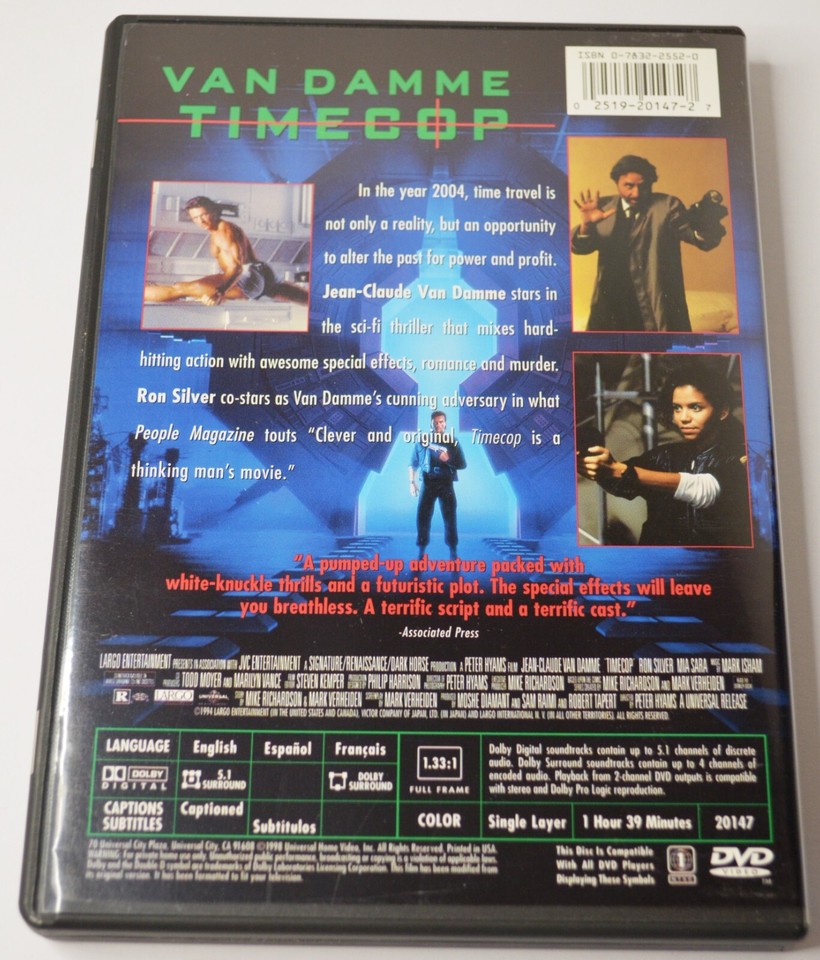 1998 TIME COP DVD STARRING JEAN CLAUDE VAN DAMME | eBay