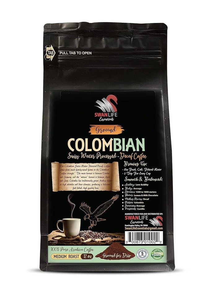 decaf coffee swiss water processed - ORGANIC COLOMBIAN GROUND DECAF ...