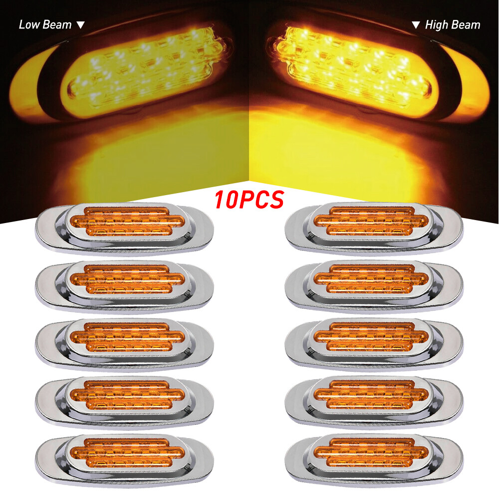 10X 12V Marker LIGHTS LED Amber Red Truck Trailer RV Oval Clearance ...