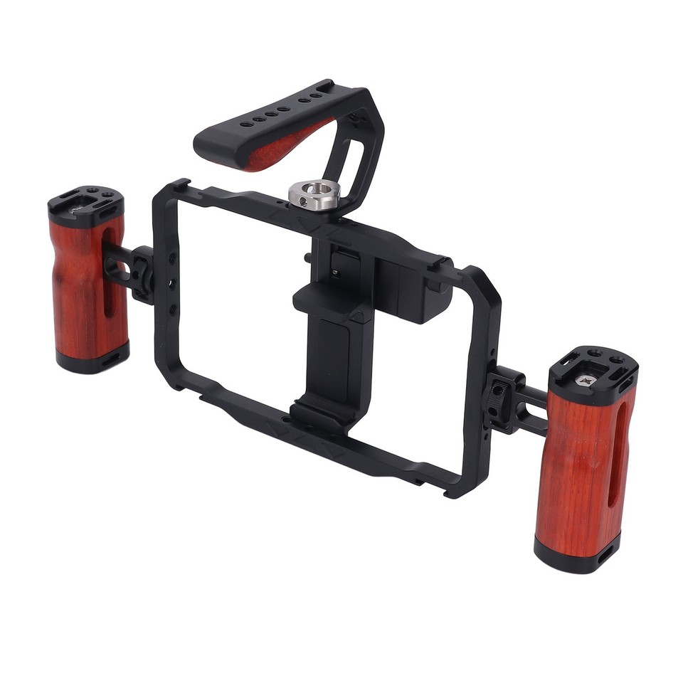 Smartphone Video Rig Kit Aluminum Alloy Detachable Dual Wooden Handles ...