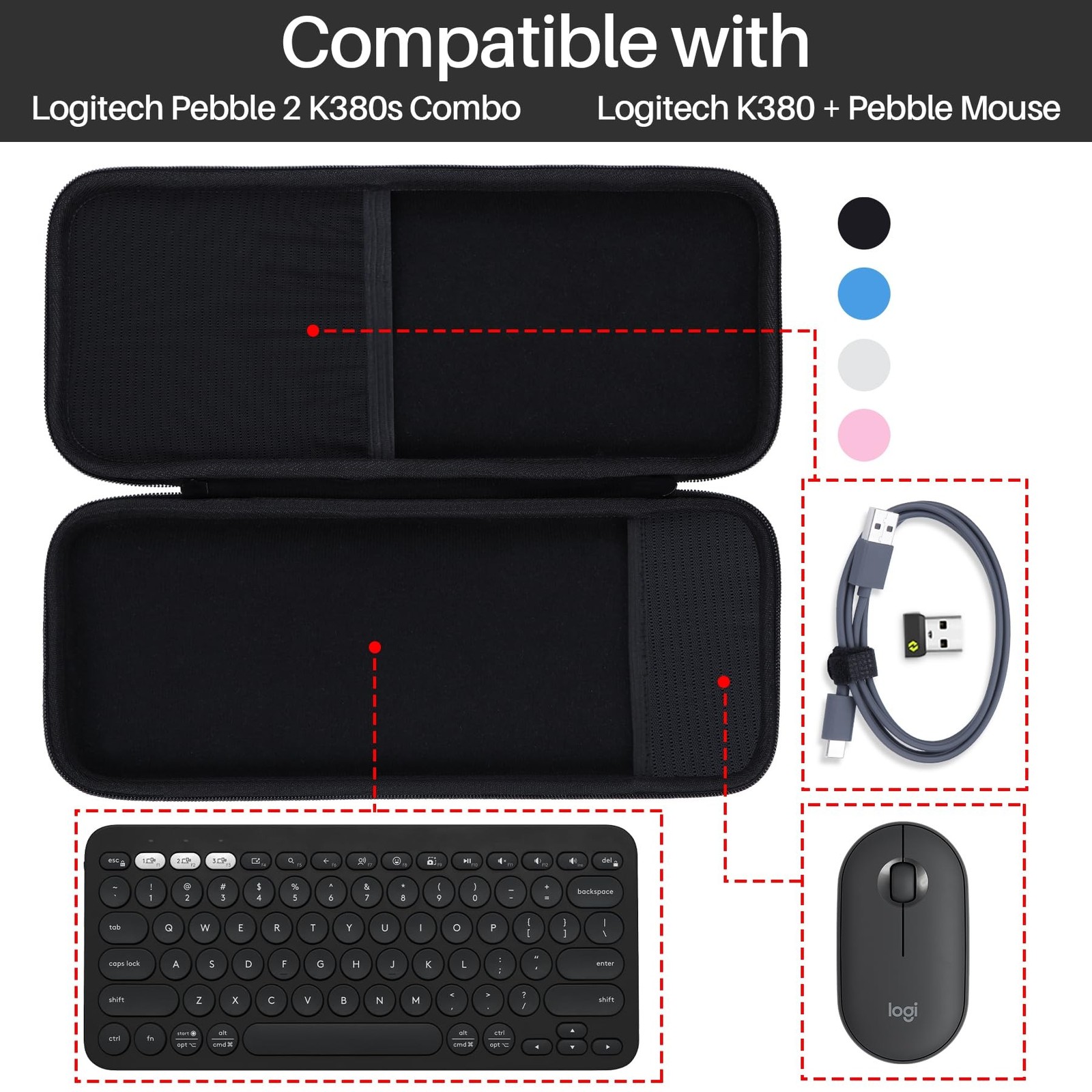 Lebakort Hard Carry Case Compatible with Logitech Pebble Keys 2 Combo ...