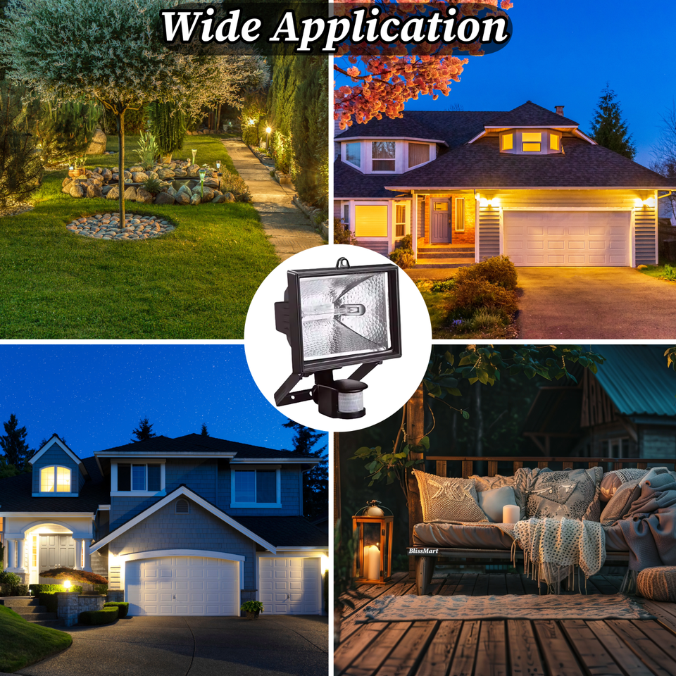 Motion Sensor Outdoor Security Floodlight Hard Wired Halogen Garden ...