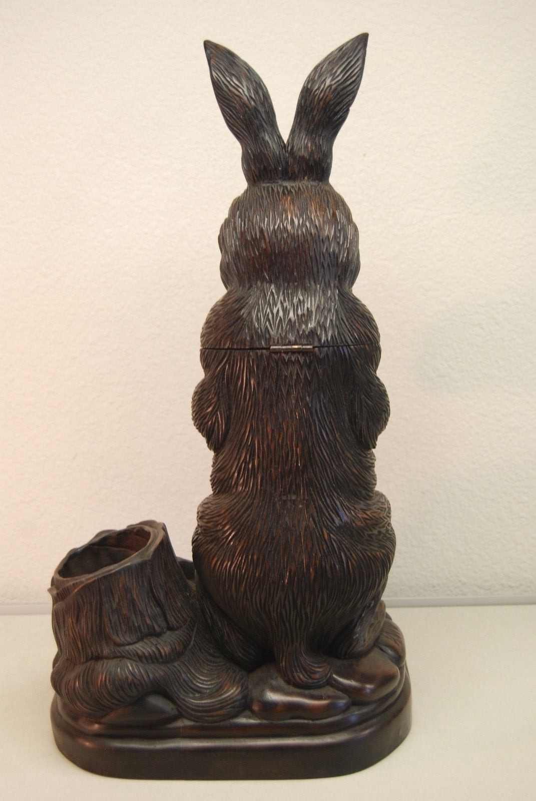 ANTIQUE TOBACCO JAR AUSTRIAN GERMAN BLACK FOREST WOOD CARVED RABBIT ...