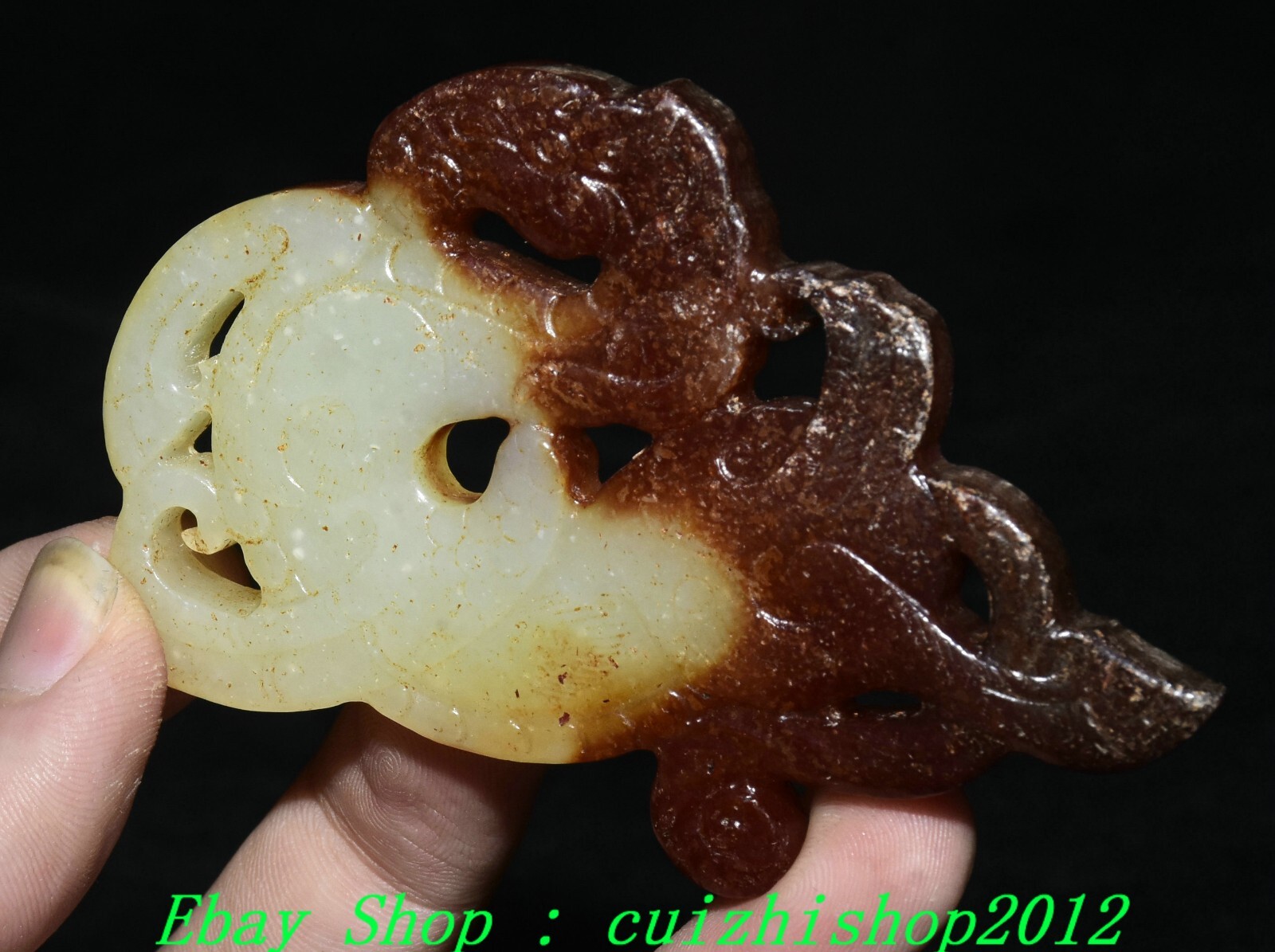 3" Old Han Dynasty Natural Hetian Jade Carved Feng Shui Wing Horse YuBi ...