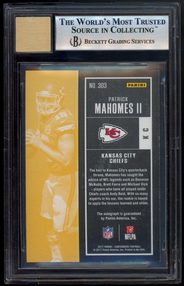 2017 Panini Contenders Patrick Mahomes CRACKED ICE /25 Rookie Auto RC ...