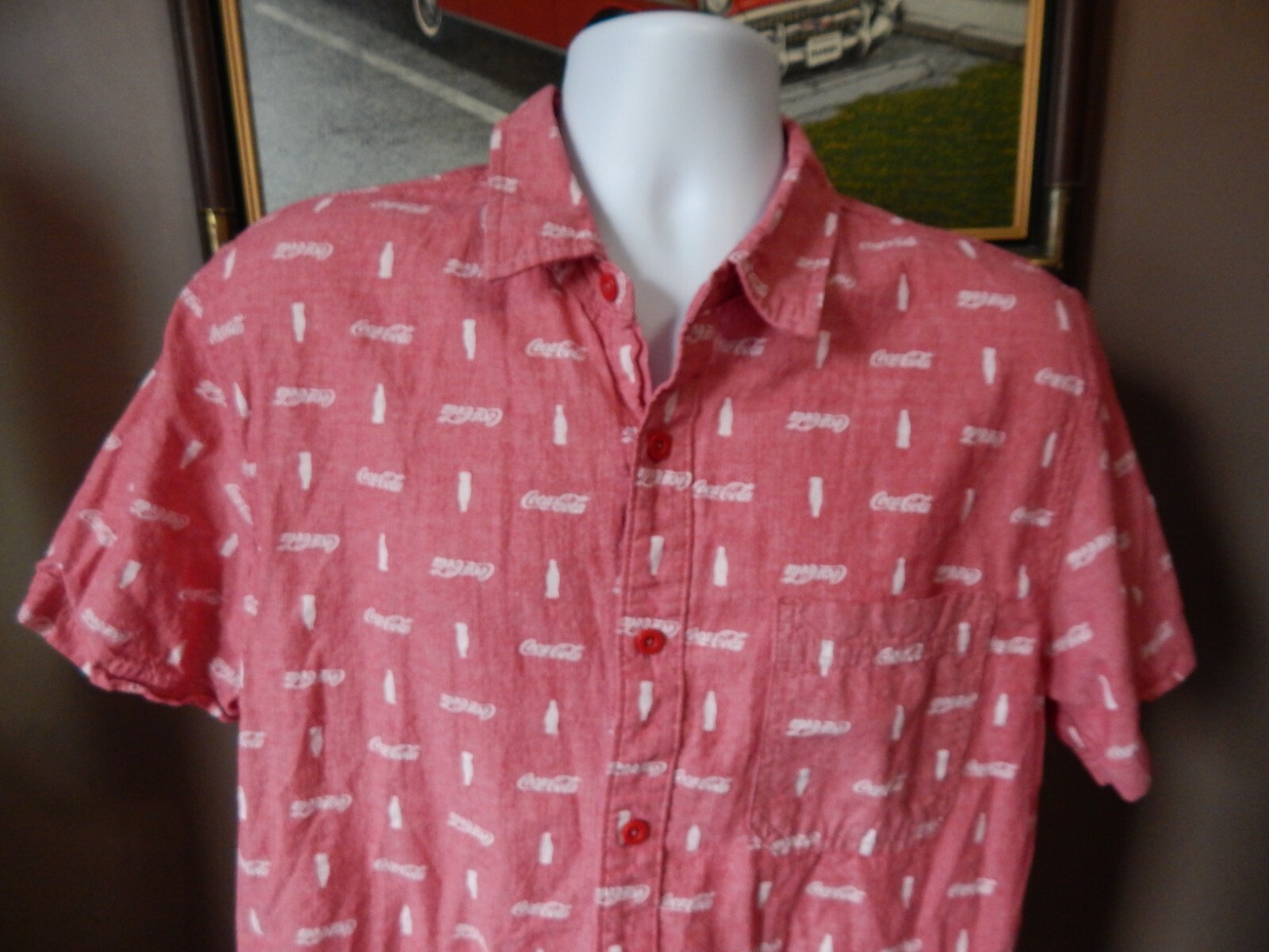 COCA-COLA Script Logo & Bottle All Over Print Red S/S… - Gem