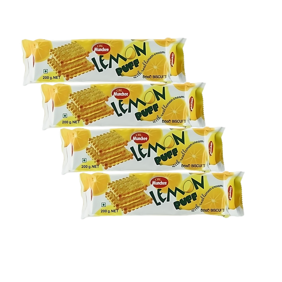 MUNCHEE LEMON PUFF 200g PACKET WITH REAL LEMON CREAM TEA BISCUITS | eBay
