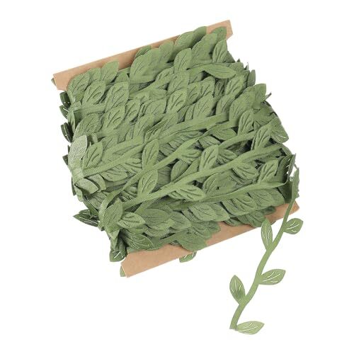 Green Leaf Ribbon, Leaves Trim Rope Artificial Leaf String for 11 Yards ...