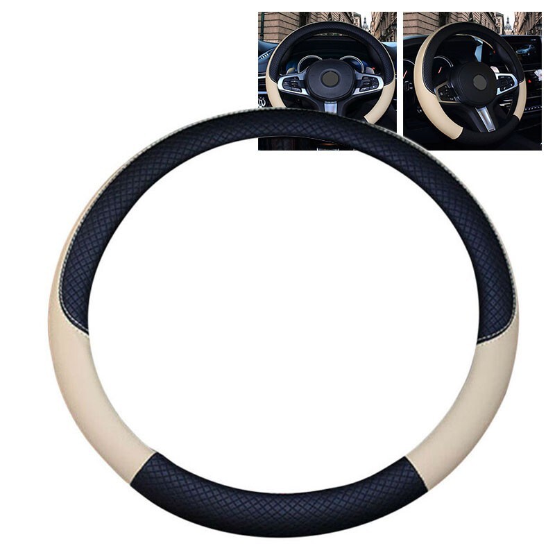 Housse de volant voiture en cuir beige élégant antidérapante pour ...