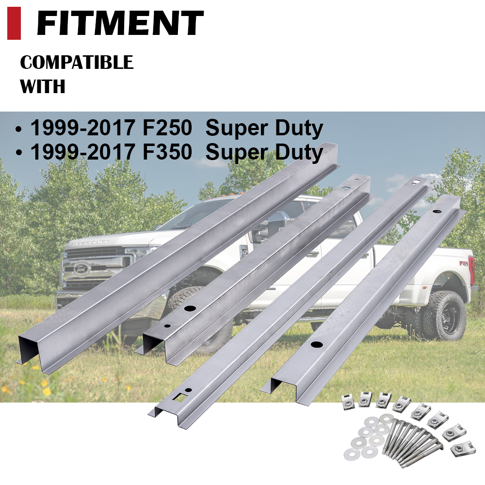 4x Truck Bed Support Rails For 99-17 Ford Super Duty F250 F350 8ft Bed ...