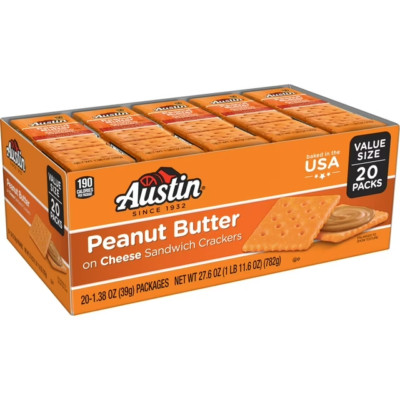 Austin Peanut Butter on Cheese Sandwich Crackers, Single Serve Snack ...