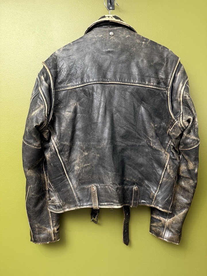 Vintage 2BU D-Pocket Black Leather Motorcycle Jacket M | eBay