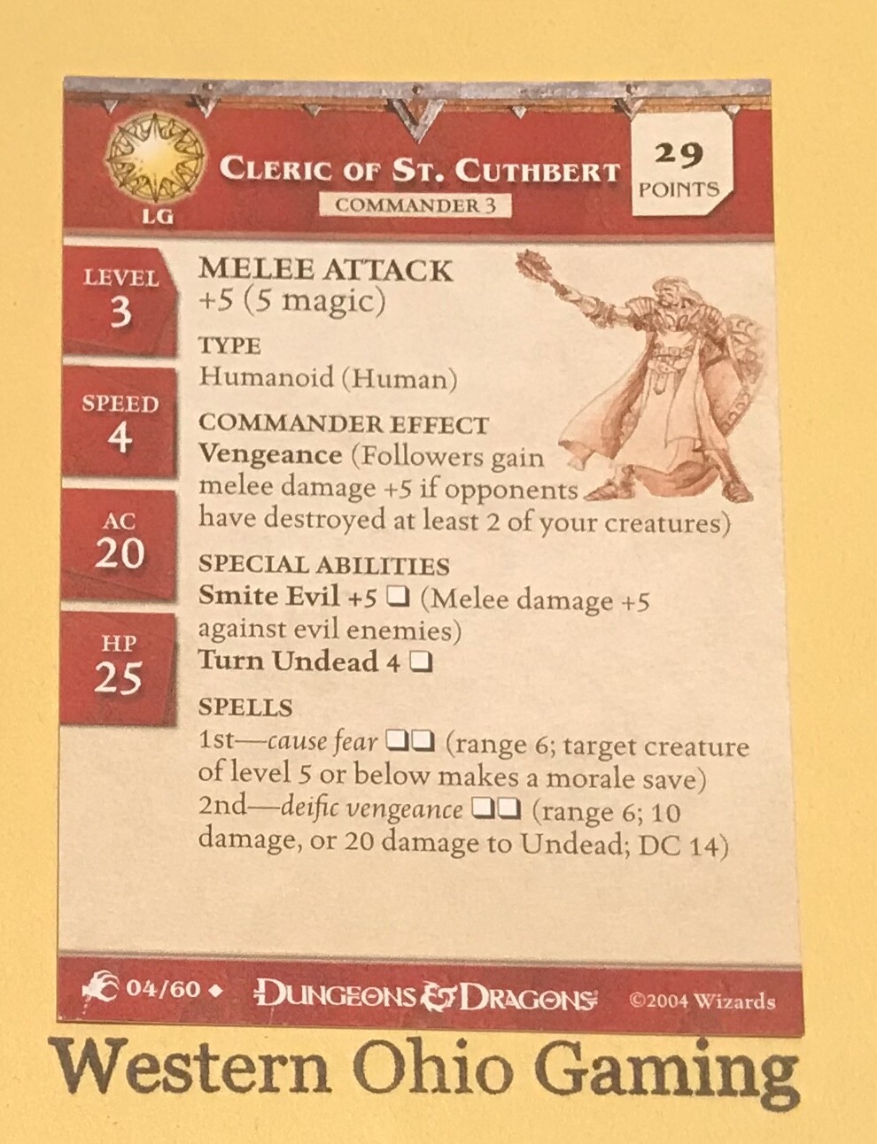 D&D Miniatures Cleric of St. Cuthbert #04 STAT CARD ONLY USED ...