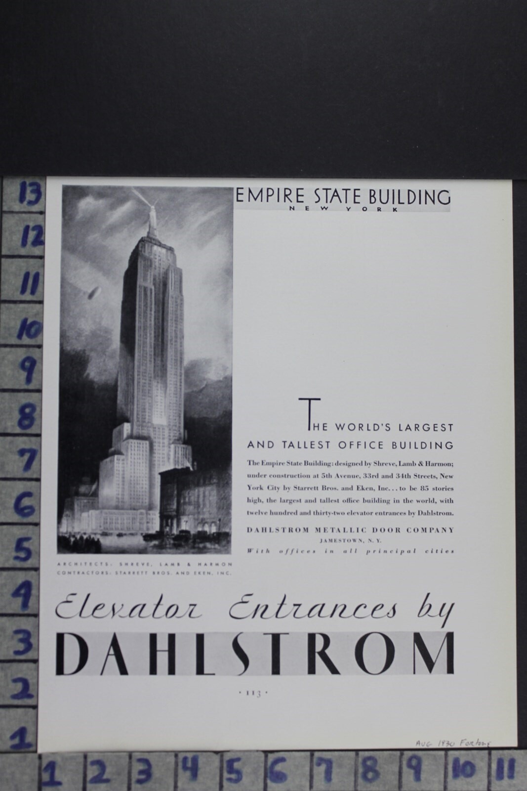 1930 ARCHITECTURE EMPIRE STATE BUILDING SHREVE LAMB STARRETT BROS EKEN ...