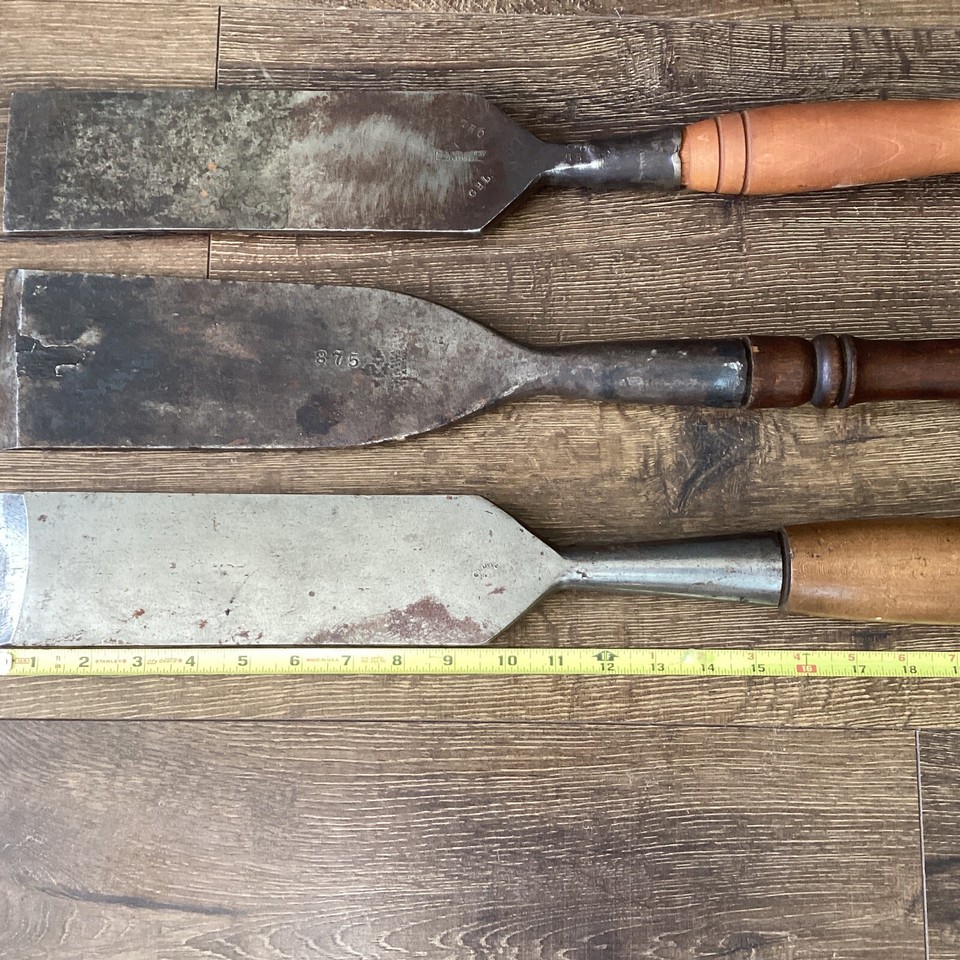 3 CHISEL SLICK SOCKET FRAMING TIMBER WOOD WORKING T.H. WITHERBY G.I ...