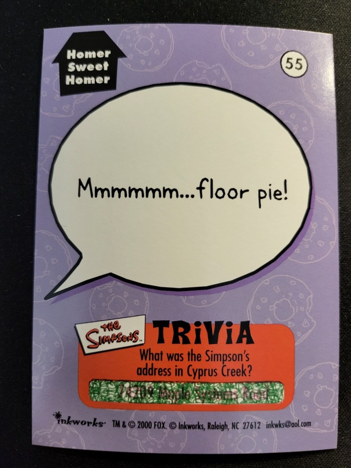 2006 Inkworks The Simpsons Anniversary Homer Floor Pie Card card #55 | eBay