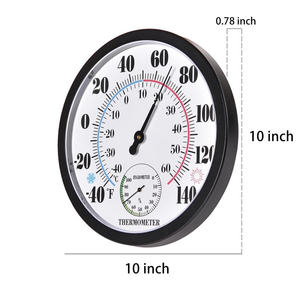 indoor outdoor thermometer large numbers wall thermometer hygrometer ...