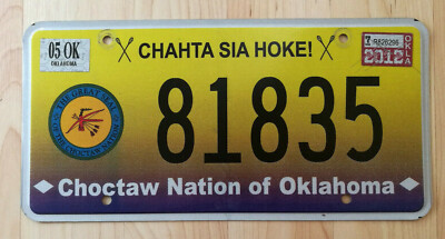 REAL OKLAHOMA CHOCTAW NATION LICENSE PLATE INDIAN TRIBE AUTO NUMBER CAR ...