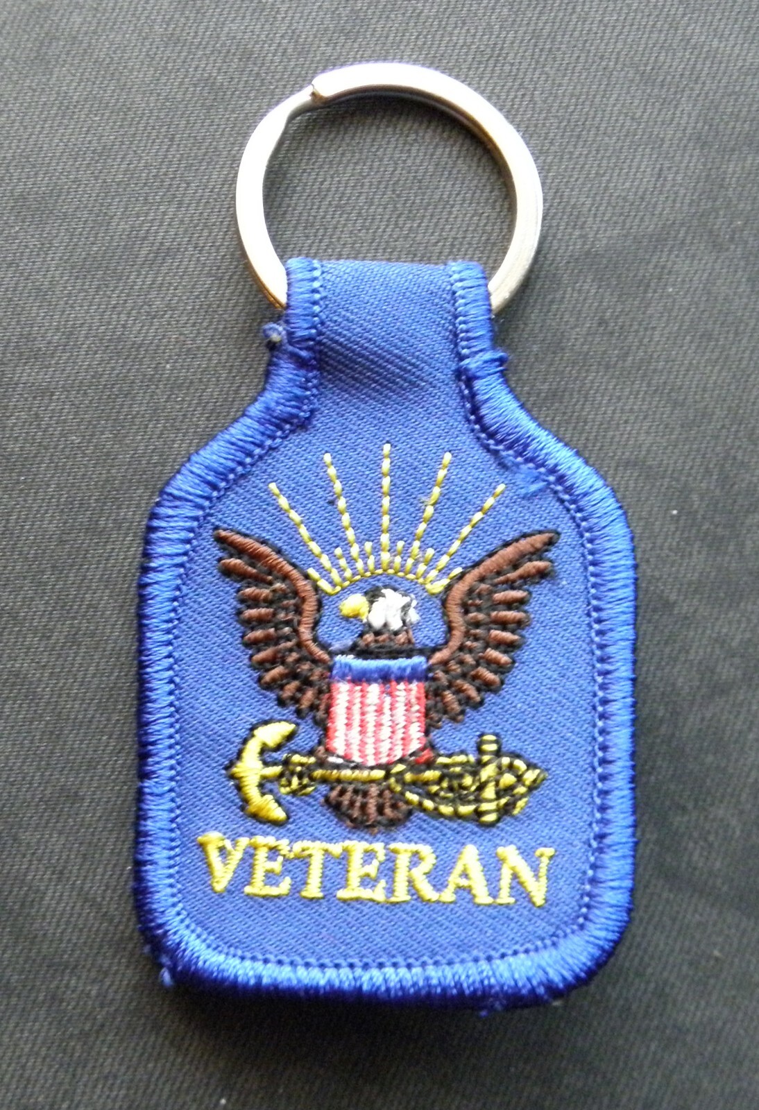 USN US NAVY VET VETERAN EMBROIDERED KEY CHAIN KEY RING 1.75 X 2.75 ...