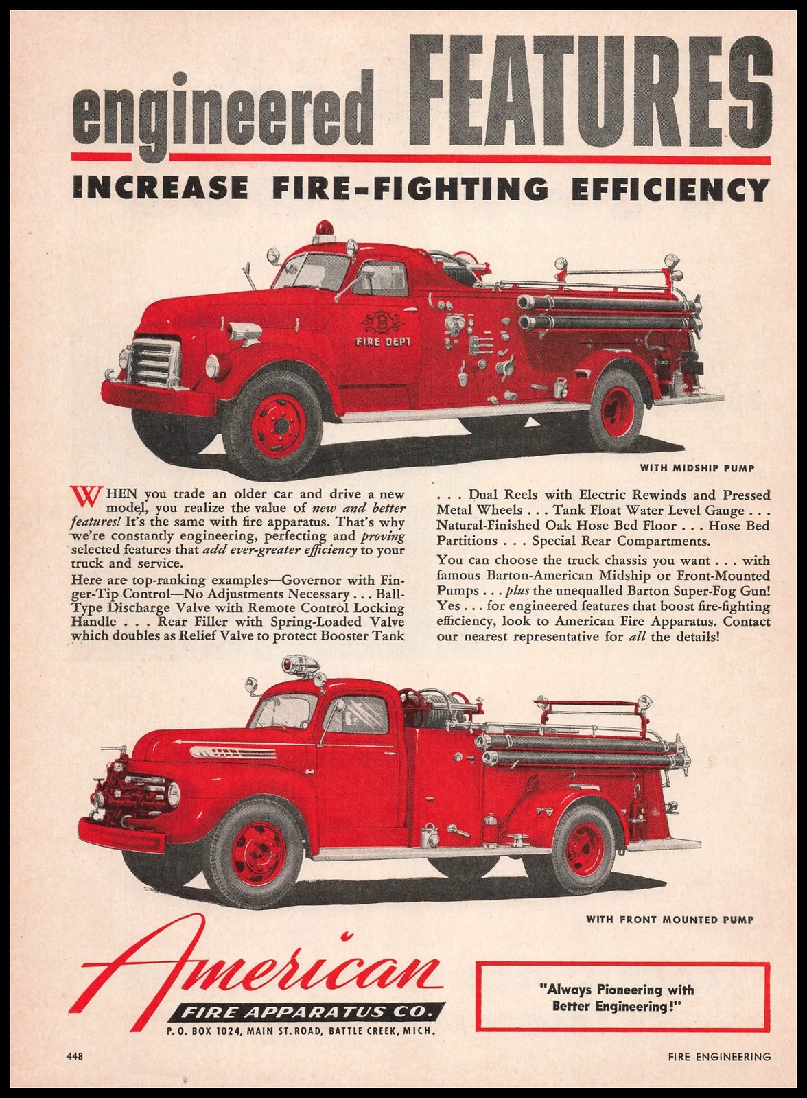 1953 American Fire Apparatus Co. Midship And Front Mounted Truck Pumps ...