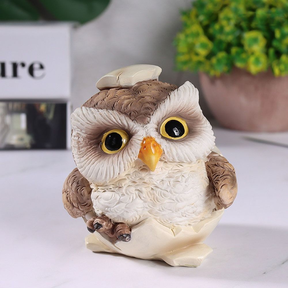 2 Pcs Realistic Eggshell Baby Owl Statues Cute Cartoon Owl Ornaments ...