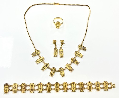 18K Yellow Gold Egyptian Cartouche Symbols Hieroglyph… - Gem