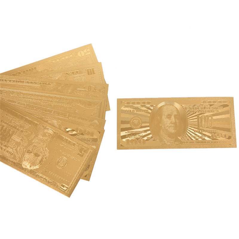 Hot 1 Set 7 Pcs Gold Plated USD Paper Money Banknotes Crafts For ...