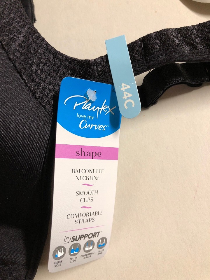 Playtex Love My Curves Full-Figure Underwire Bra, Sz 44C BLACK 4823 NWT ...