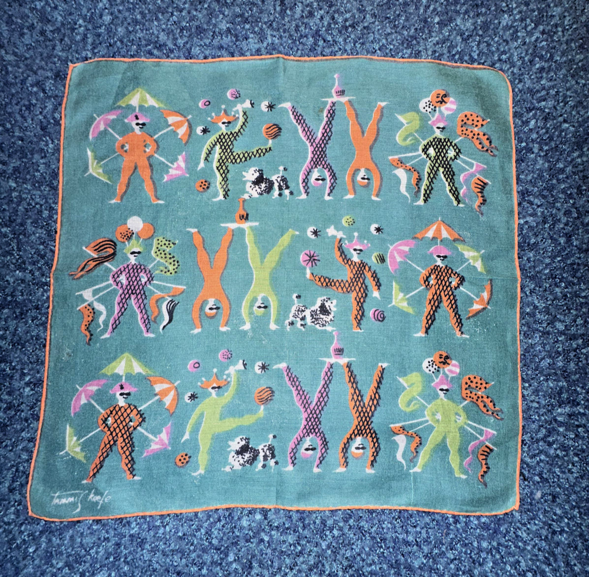 Vintage Tammis Keefe Handkerchief Harlequin Jester Po… - Gem