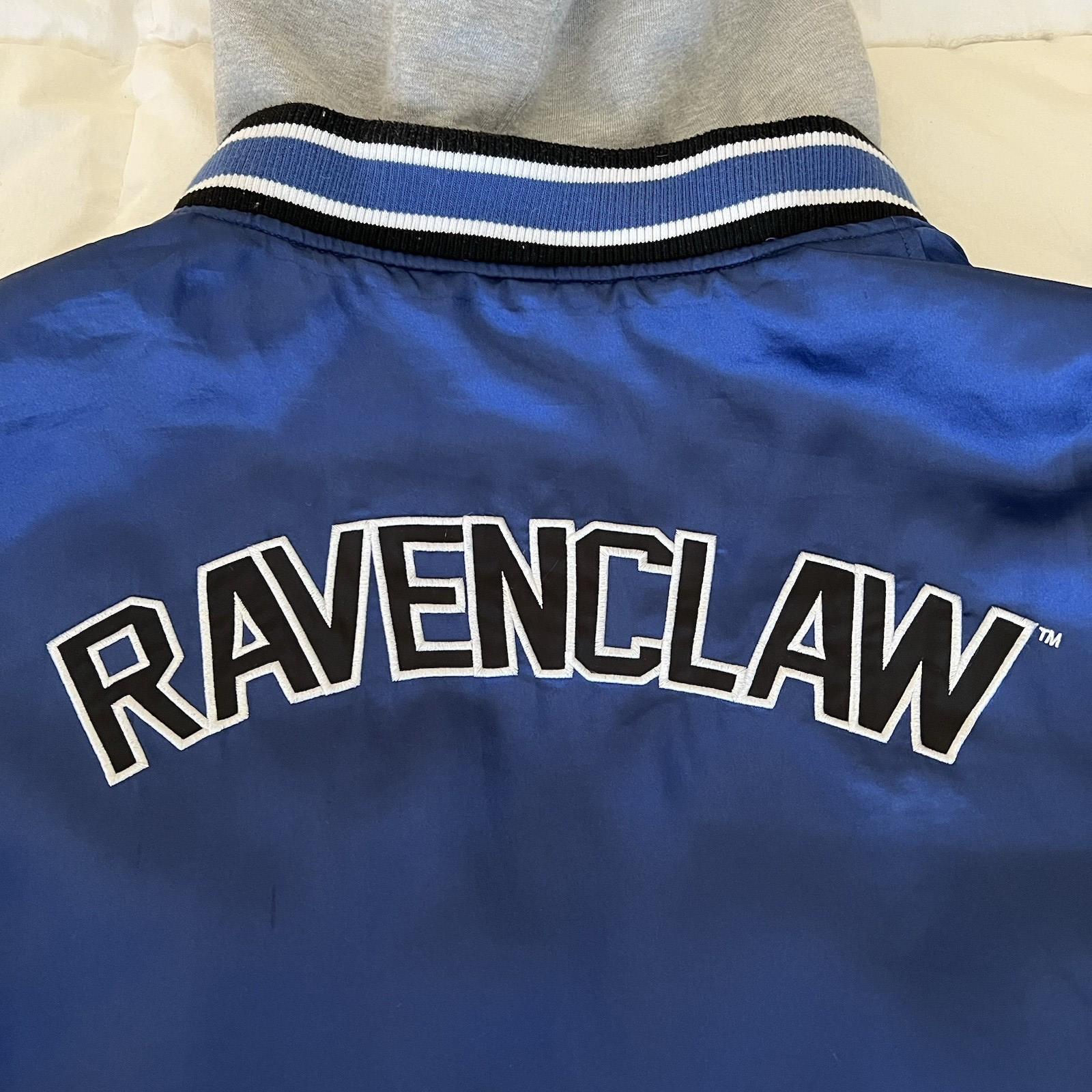 Harry Potter Ravenclaw Coaches Blue Satin Hooded Varsity Jacket Size ...