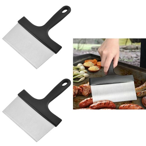 2 Pcs Stainless Steel Grill Scrapers Black Kitchen Tools Pan Scraper ...