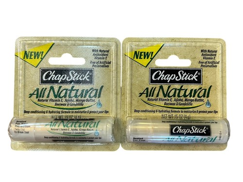 2 New CHAPSTICK ALL NATURAL 100% NATURALS CHAP STICK Very RARE | eBay