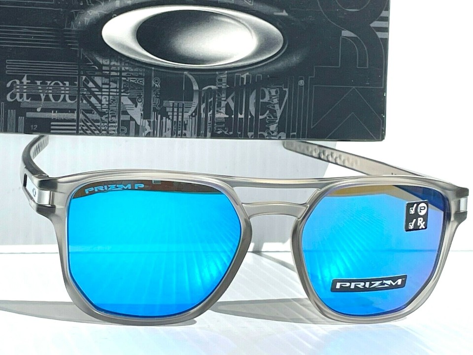 NEW Oakley LATCH BETA Gray PRIZM POLARIZED Blue Sapphire Lens Sunglass ...