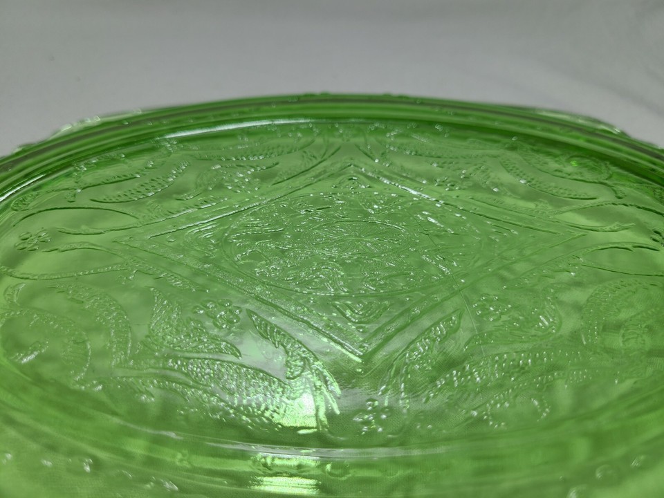 Vintage Green OBLONG Platter Federal Glass Madrid Pattern Vaseline ...