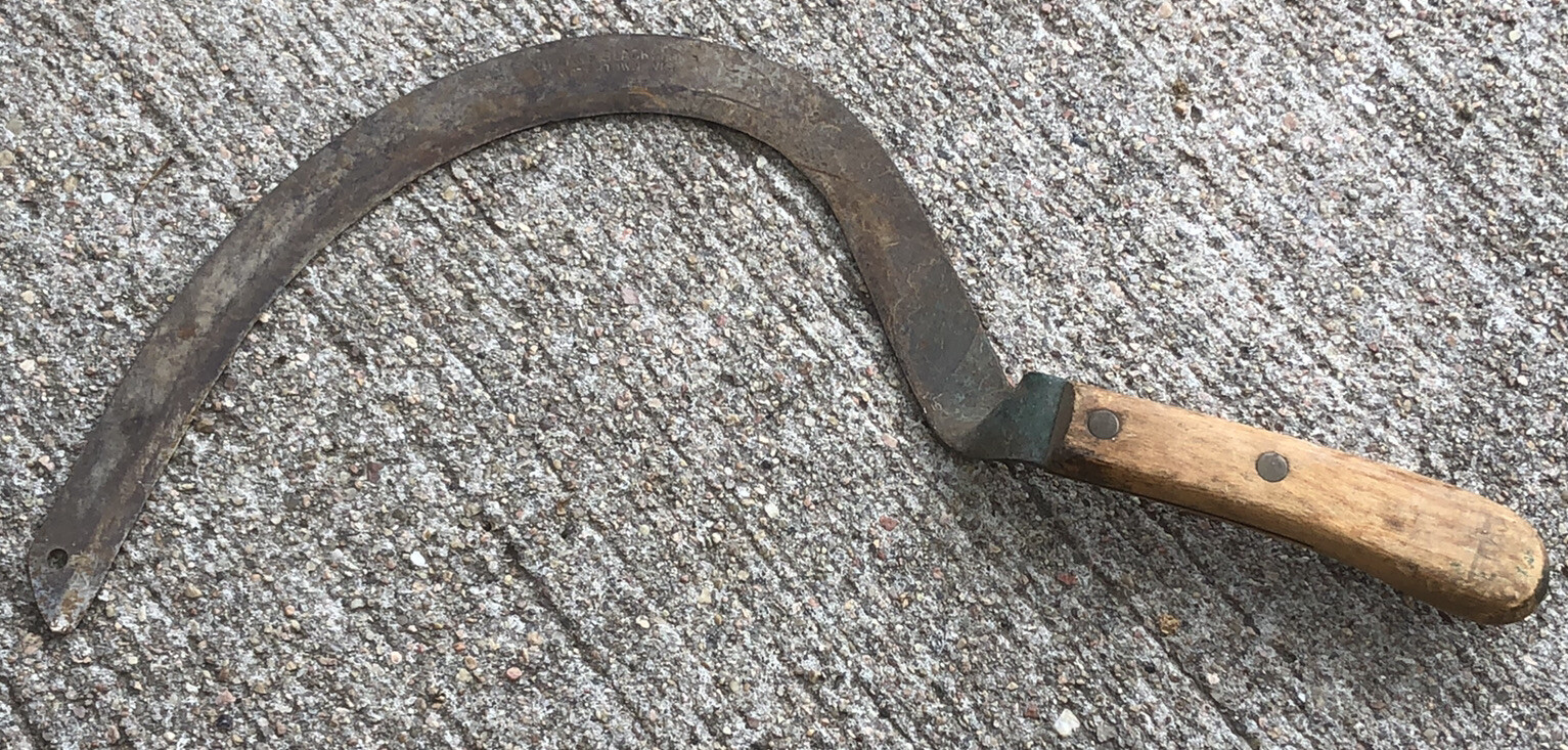 VINTAGE HAND SICKLE SCYTHE TOOL BY VILLAGE BLACKSMITH WATERTOWN ...