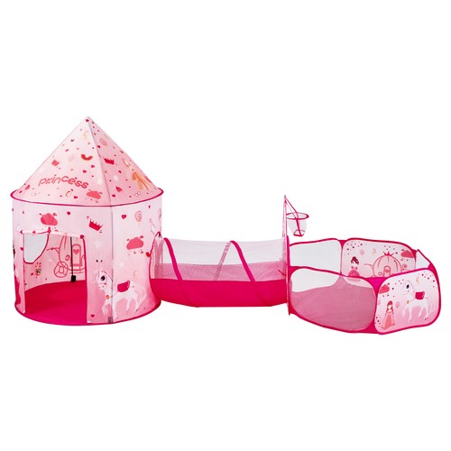 VEVOR Princess Girls Pop up Castle Kids Play Tent & Tunnel Set with ...