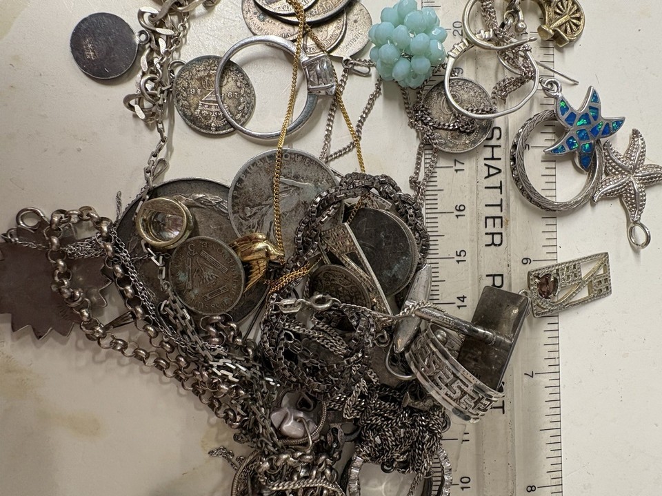 VINTAGE 925 SILVER JEWELLERY SALEABLE SOME SCRAP 166 GRAMS INC BAG ...